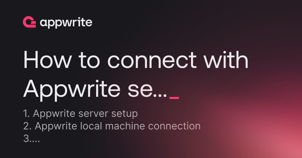 How To Connect With Appwrite Server On Local Machine Threads Appwrite 4177